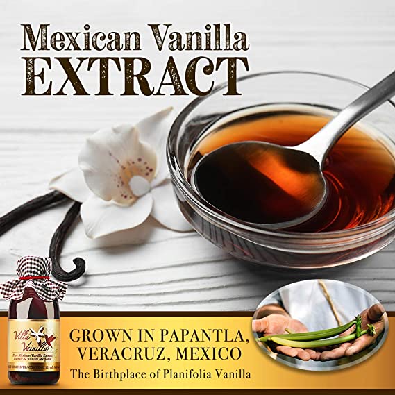 Villa Vainilla Pure Mexican Vanilla Extract 8.4oz & 2 beans Tube Pack